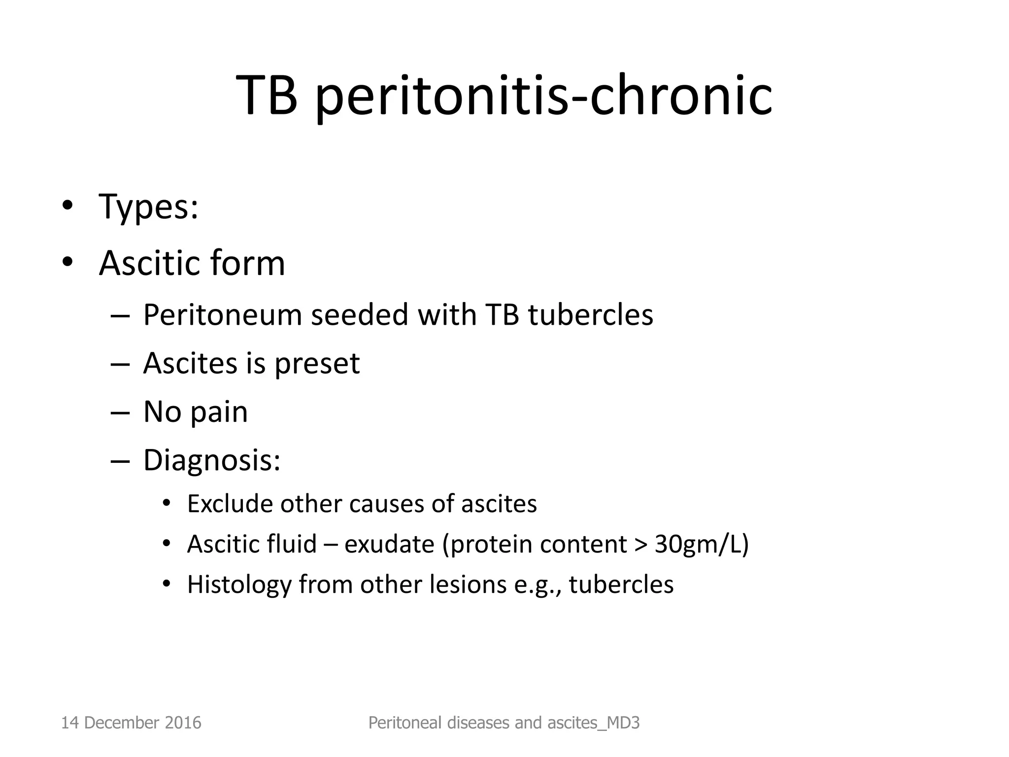 Peritoneal diseases and ascites | PPTX