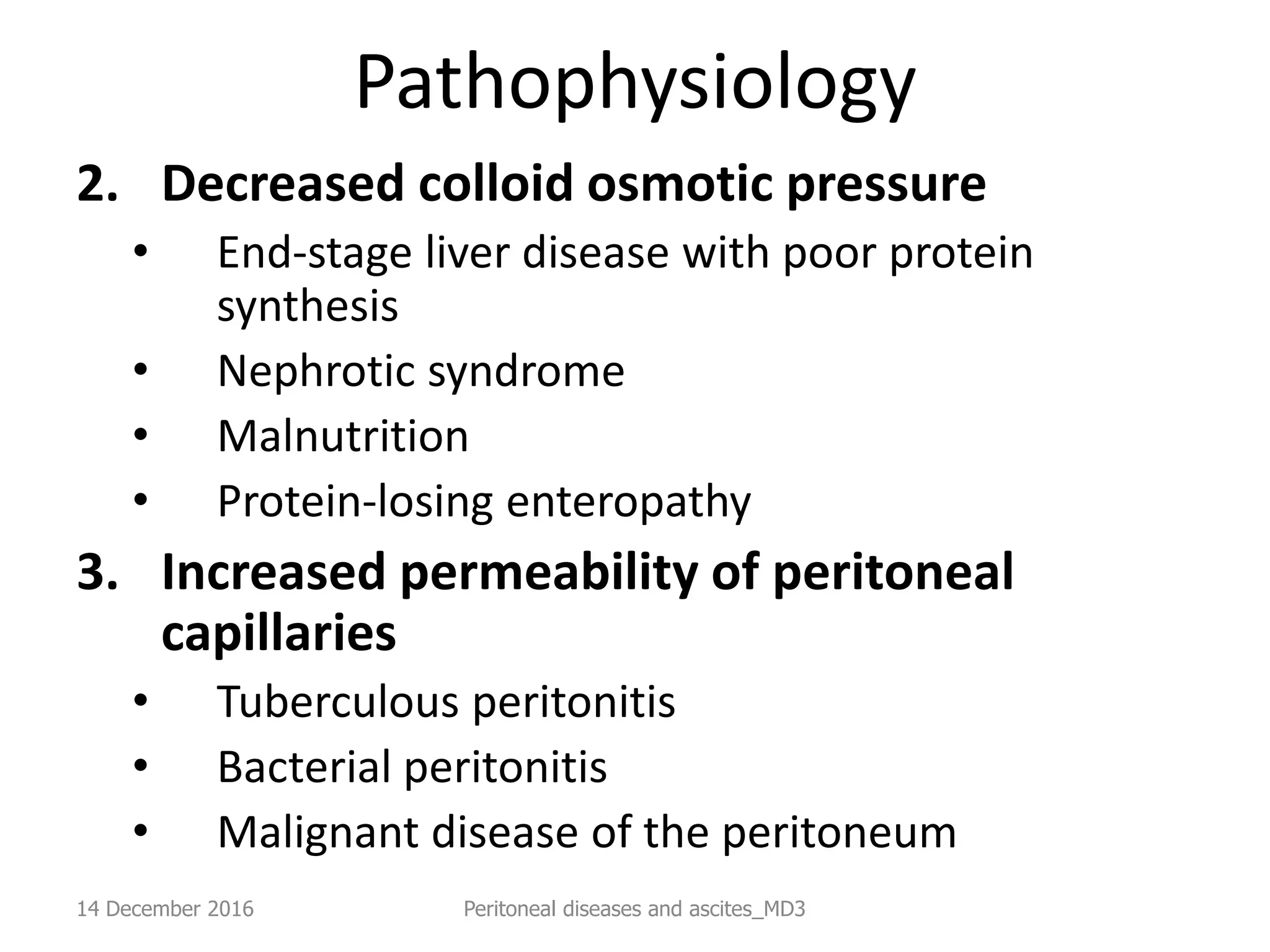 Peritoneal diseases and ascites | PPTX
