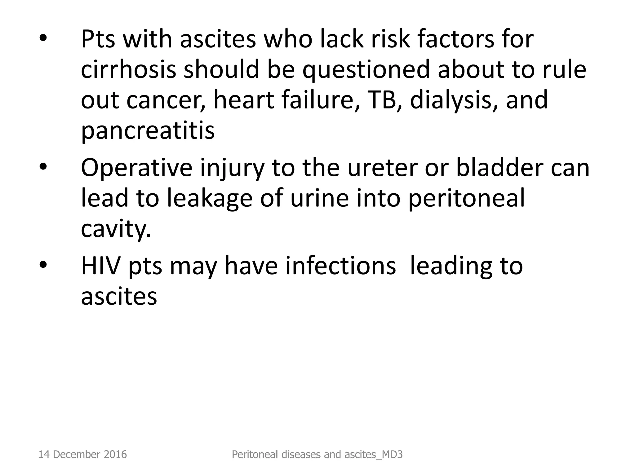 Peritoneal diseases and ascites | PPTX