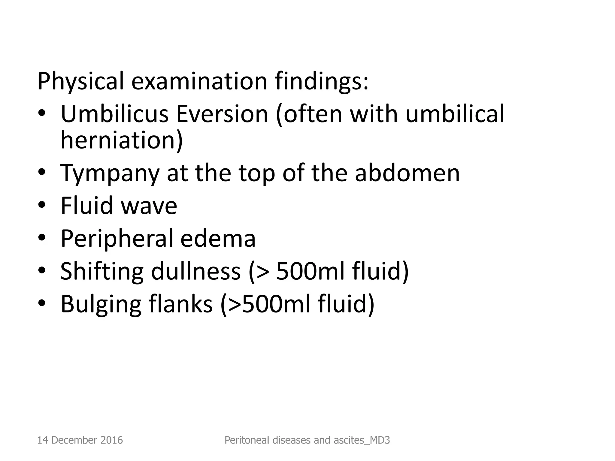 Peritoneal diseases and ascites | PPTX
