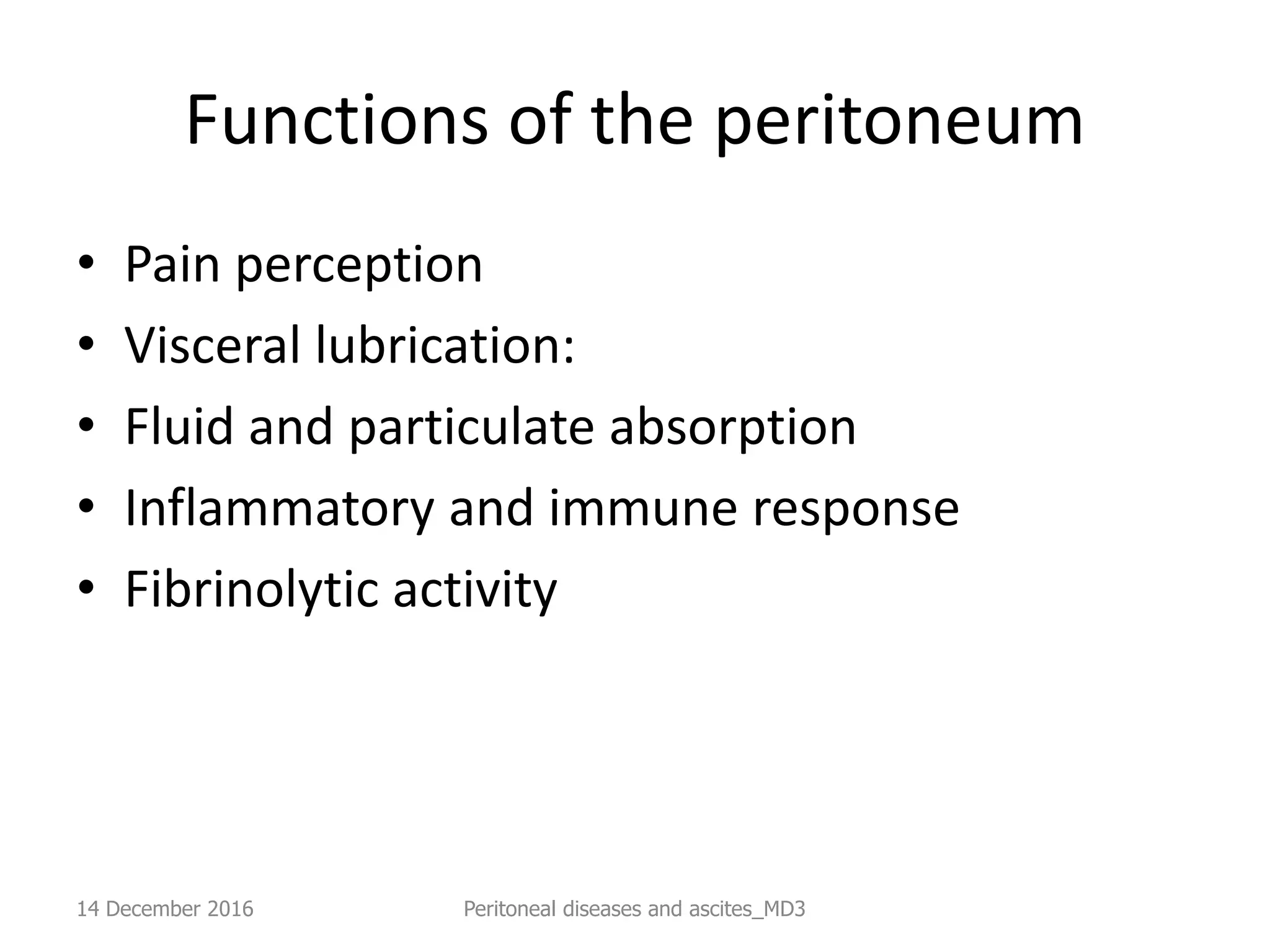 Peritoneal diseases and ascites | PPTX