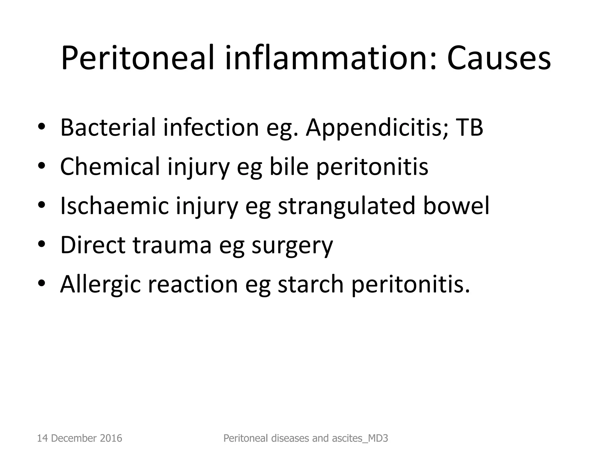 Peritoneal diseases and ascites | PPTX