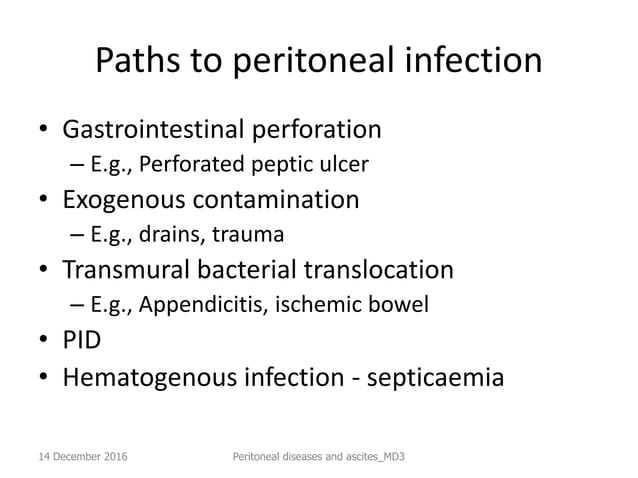 Peritoneal diseases and ascites | PPTX | Digestive Disorders | Diseases ...