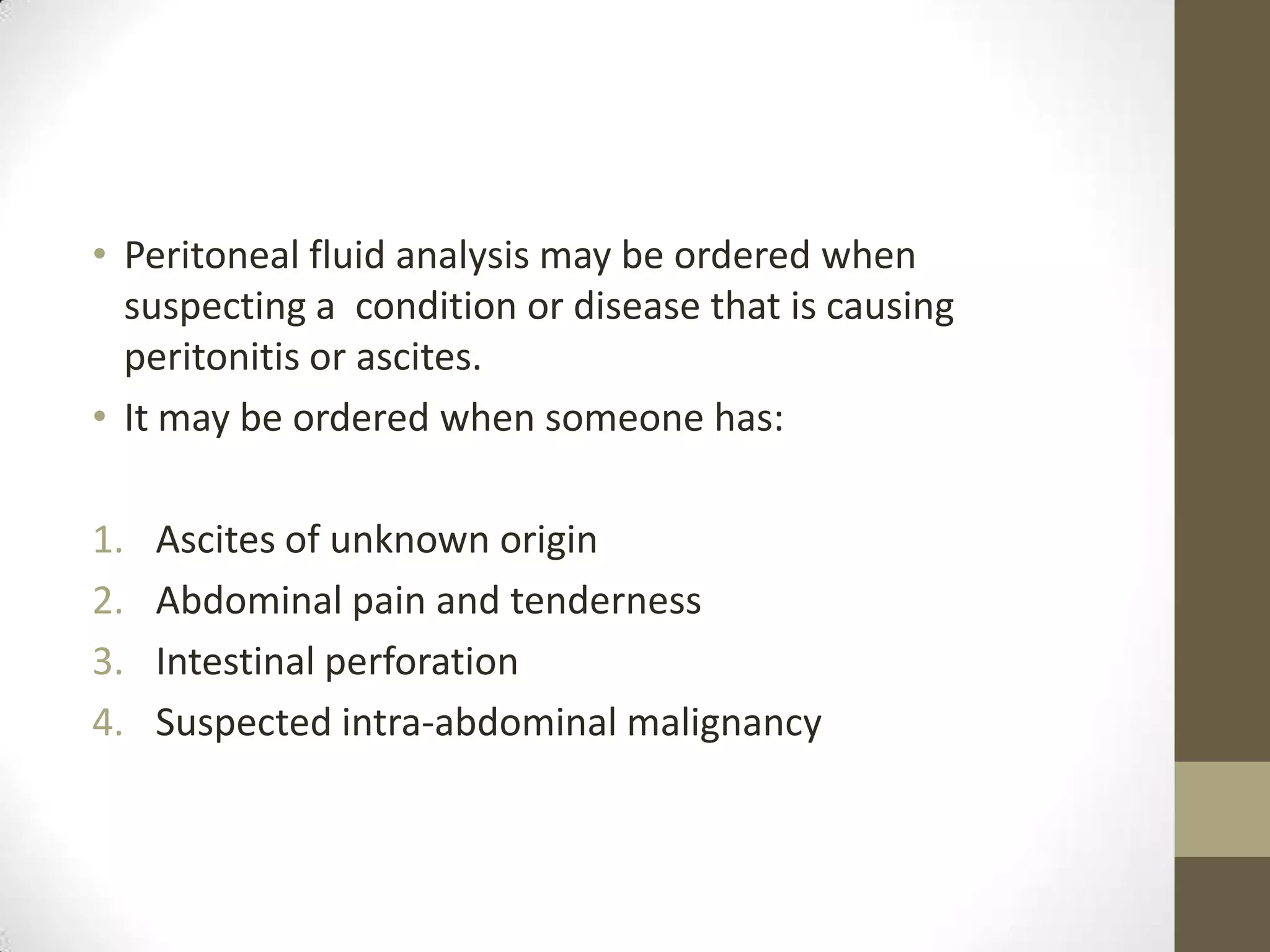 Peritoneal Fluid Analysis | PPTX