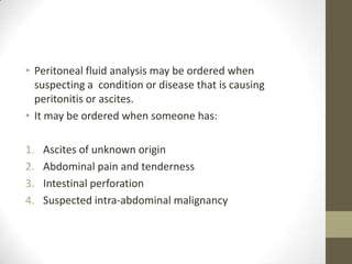 Peritoneal Fluid Analysis | PPTX