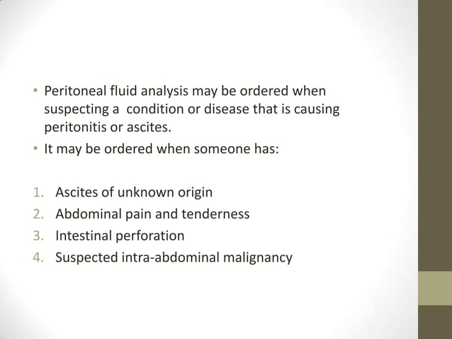 Peritoneal Fluid Analysis | PPTX