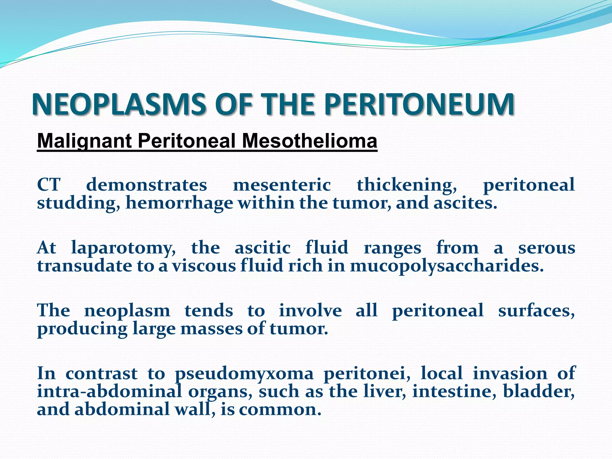 Peritoneum, mesenetry and retroperitoneal tumors | PPTX | Cancer ...