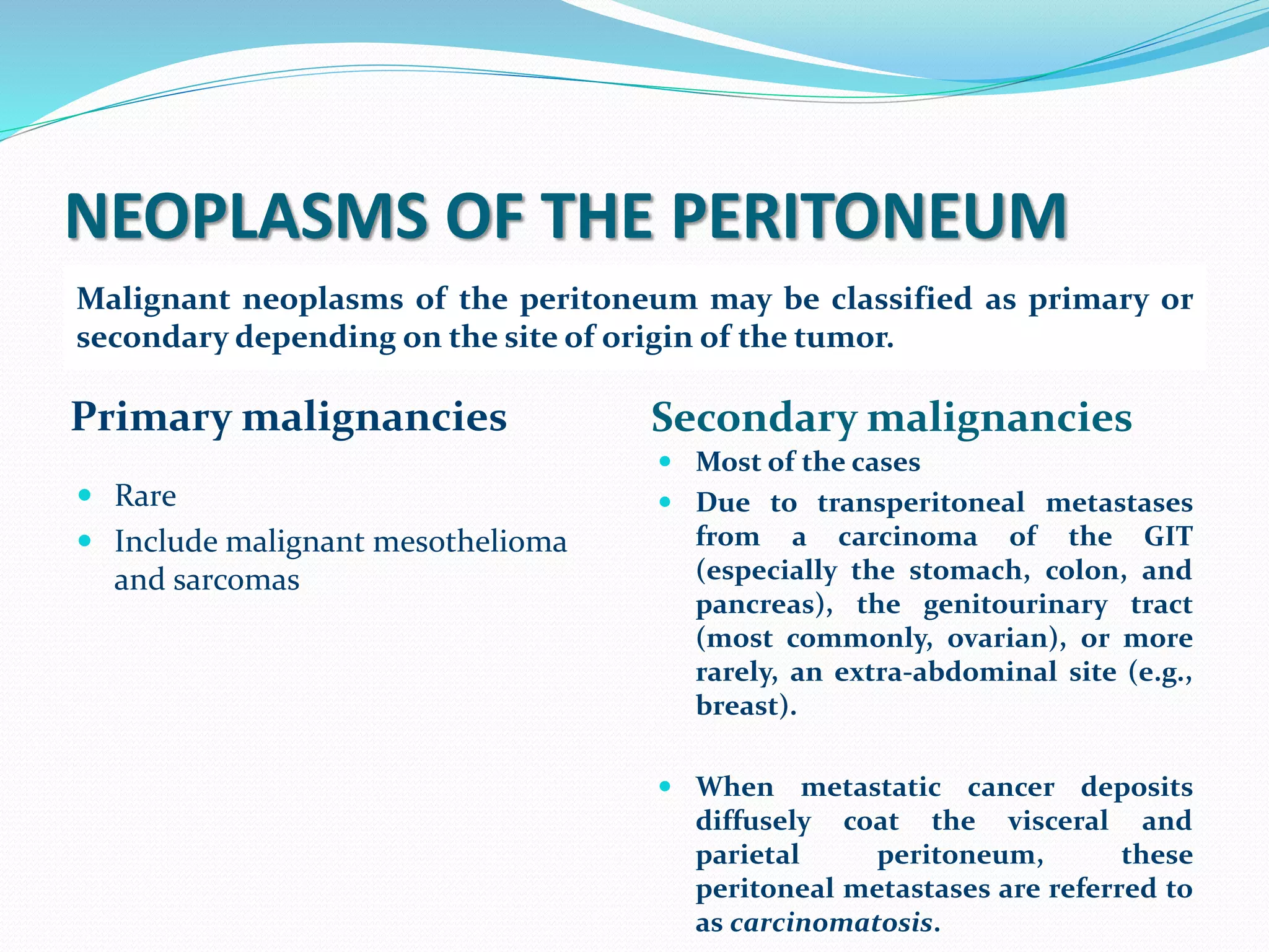 Peritoneum, mesenetry and retroperitoneal tumors | PPTX