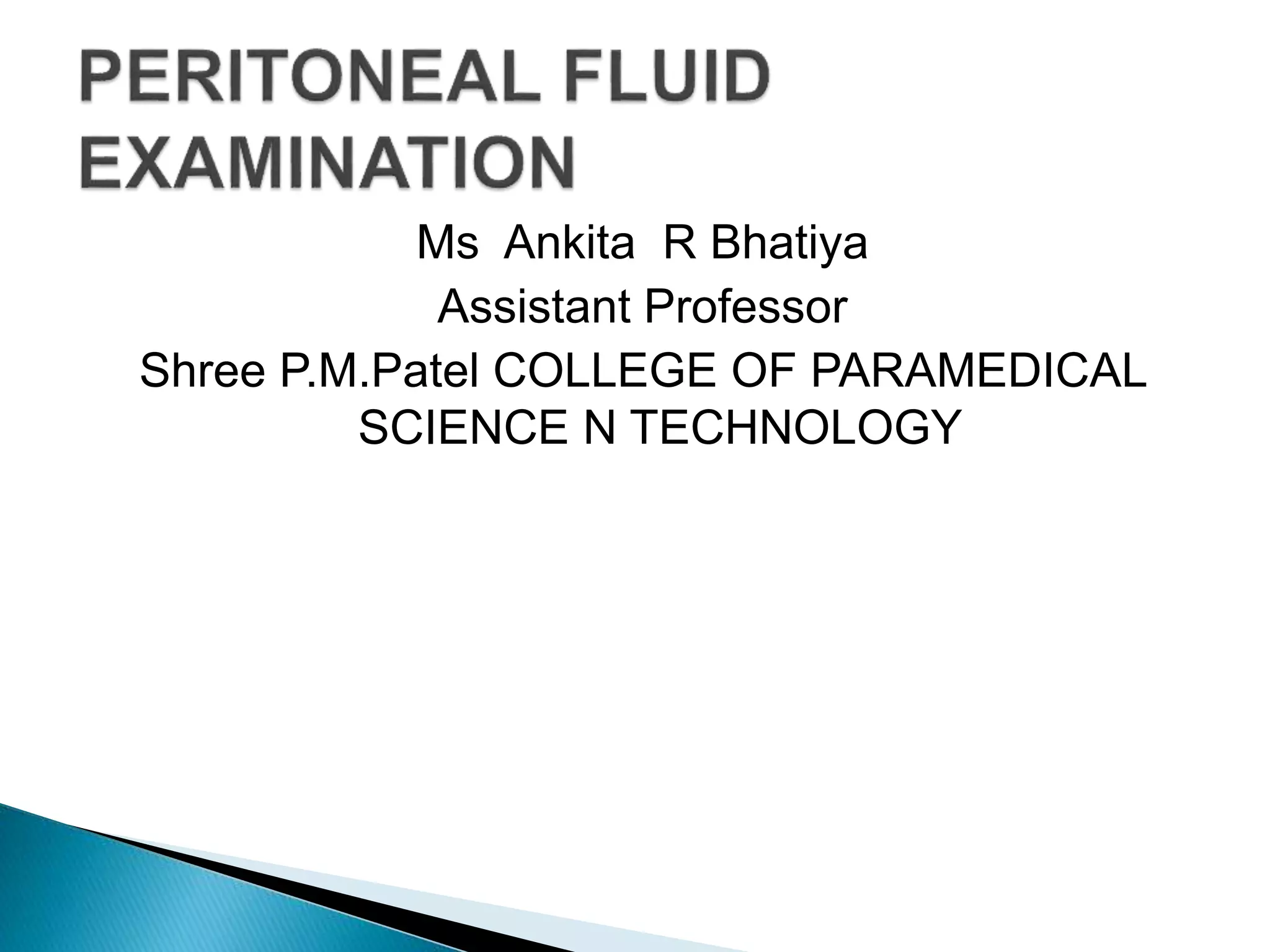 Peritonial fluid | PPTX