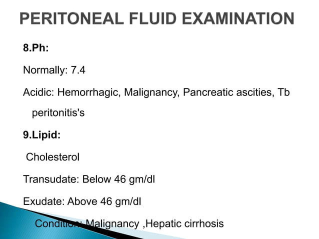 Peritonial fluid | PPTX | Biological Sciences | Science