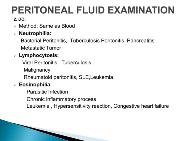 Peritonial fluid | PPTX | Biological Sciences | Science