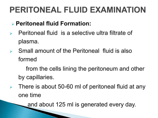 Peritonial fluid | PPTX | Biological Sciences | Science