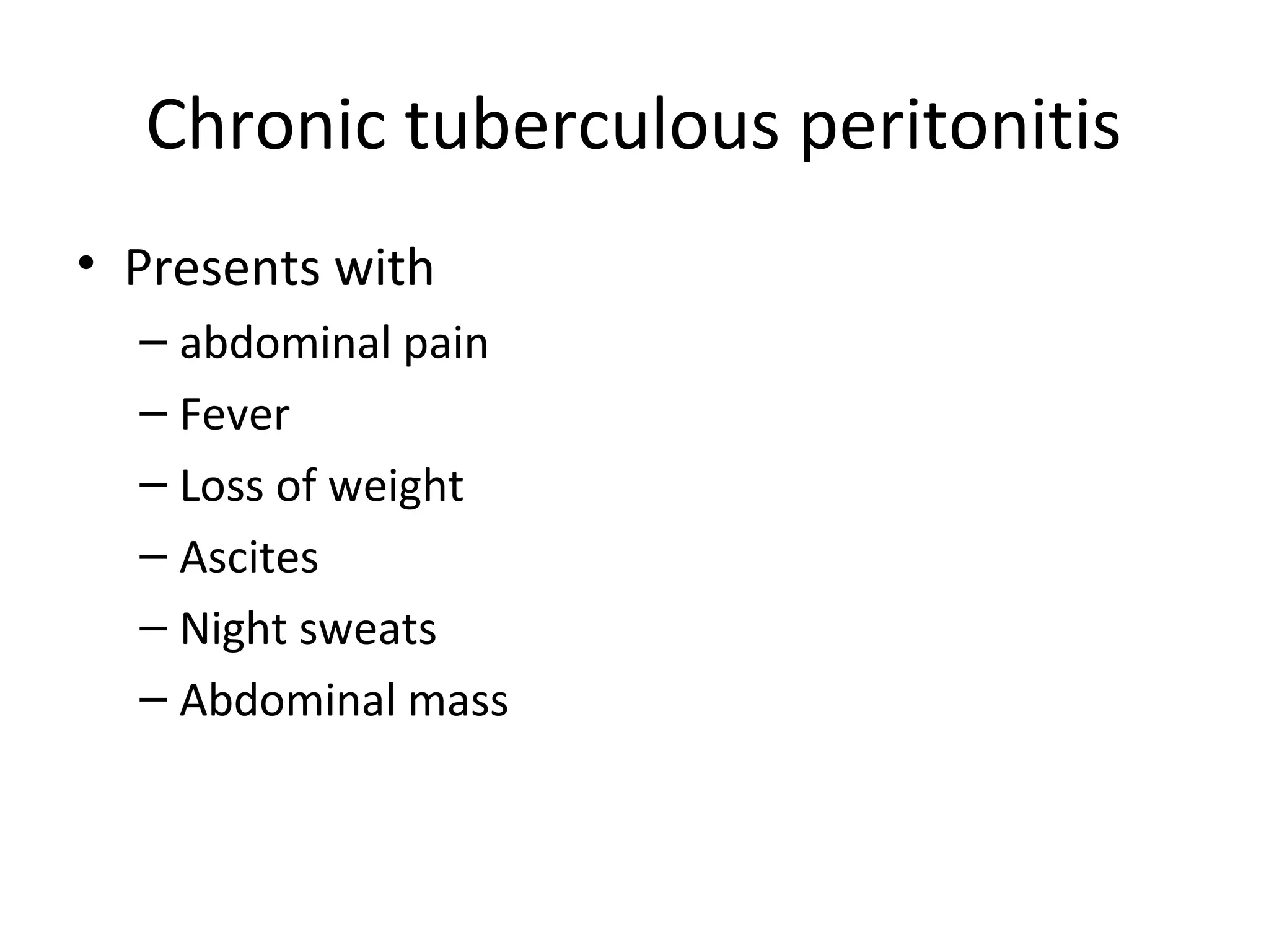 Complication of Acute Peritonitis & Tuberculous Peritonitis | PPT