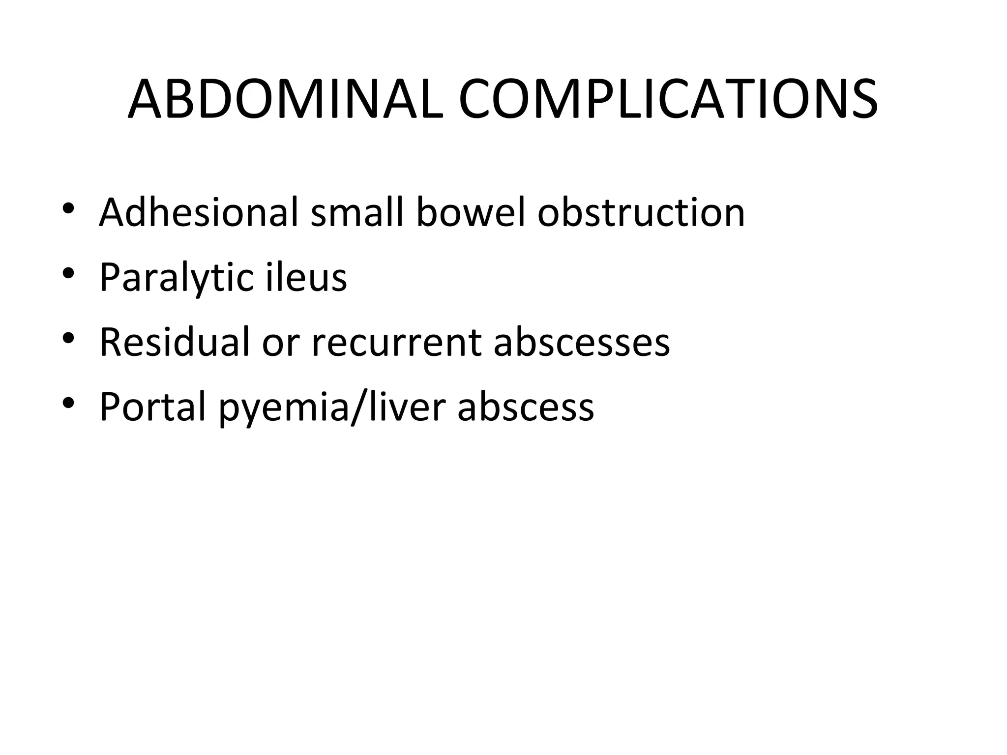 Complication of Acute Peritonitis & Tuberculous Peritonitis | PPT