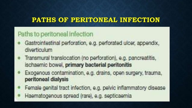 Peritonitis | PPTX | Digestive Disorders | Diseases and Conditions