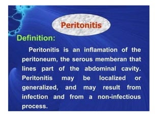 A BRIEF NOTE ON PERITONITIS, CAUSES, DIAGNOSIS, MANAGEMENT | PPTX ...