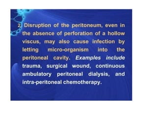 A BRIEF NOTE ON PERITONITIS, CAUSES, DIAGNOSIS, MANAGEMENT | PPTX ...