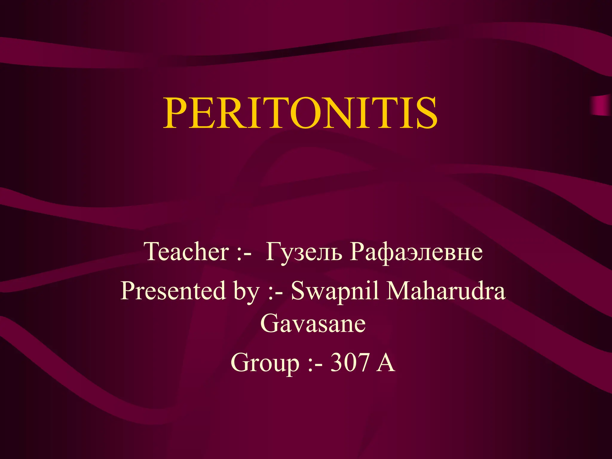 Peritonitis (1).ppt or inflammation of peritoneum | PPT