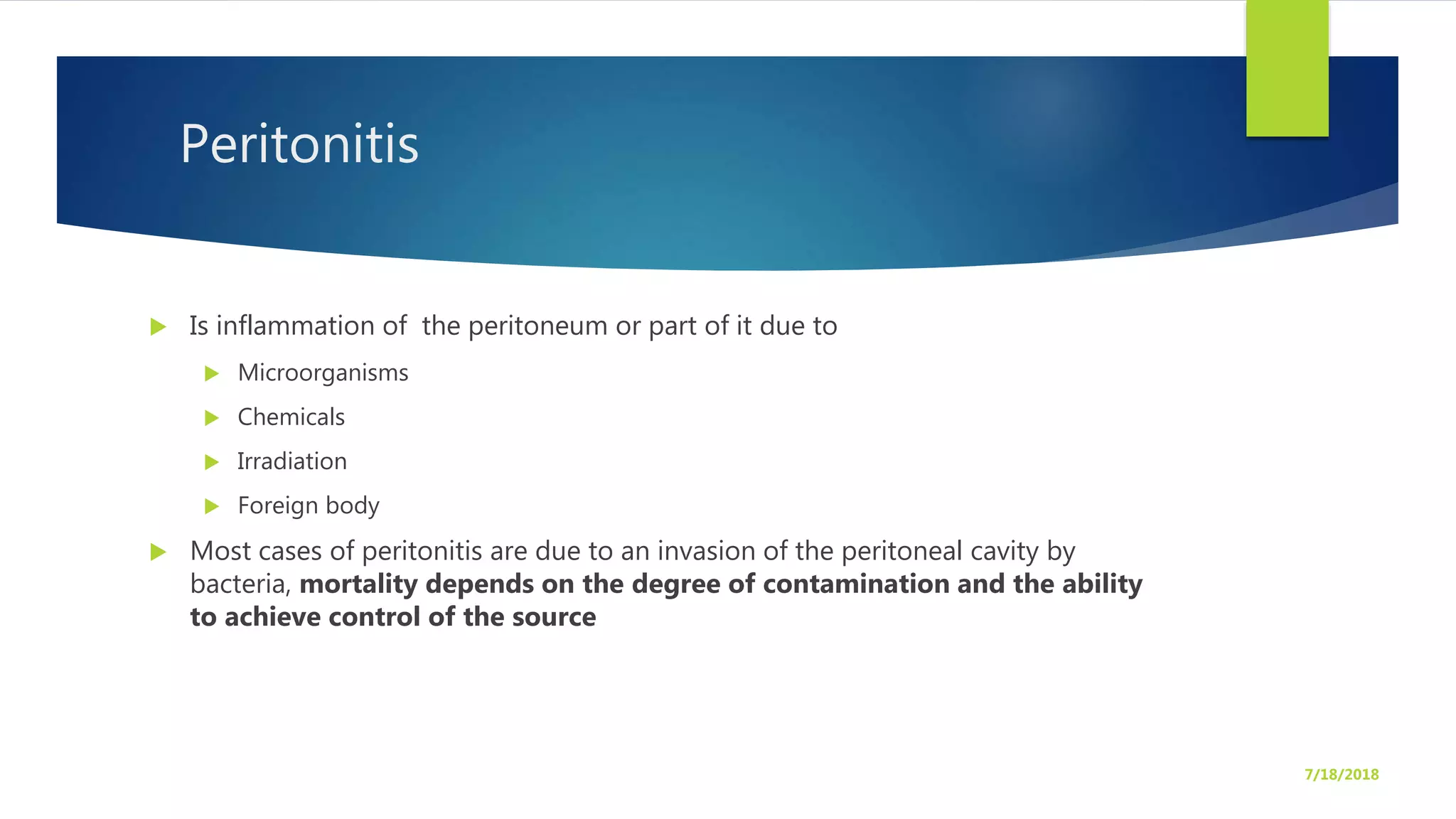 Peritonitis and intra abdominal abscess | PPTX