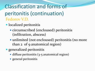 Peritonitis (lecture mogilevec e.v | PDF