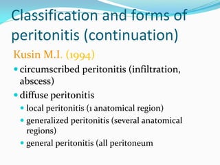Peritonitis (lecture mogilevec e.v | PDF