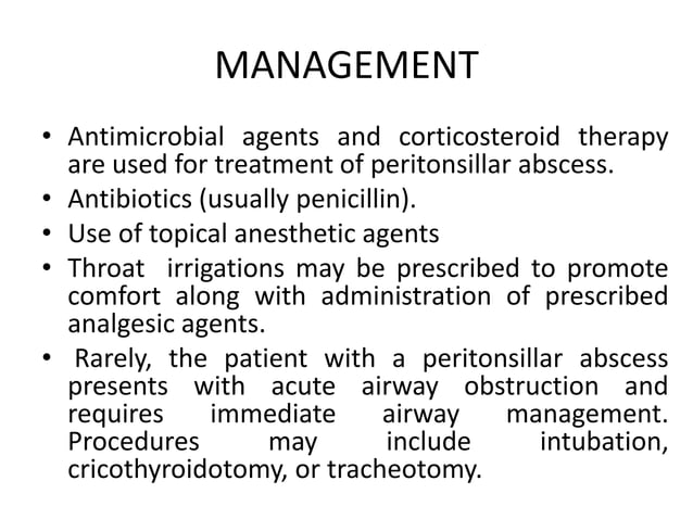 Peritonsillar abscess | PPTX | Ear, Nose and Throat Conditions ...