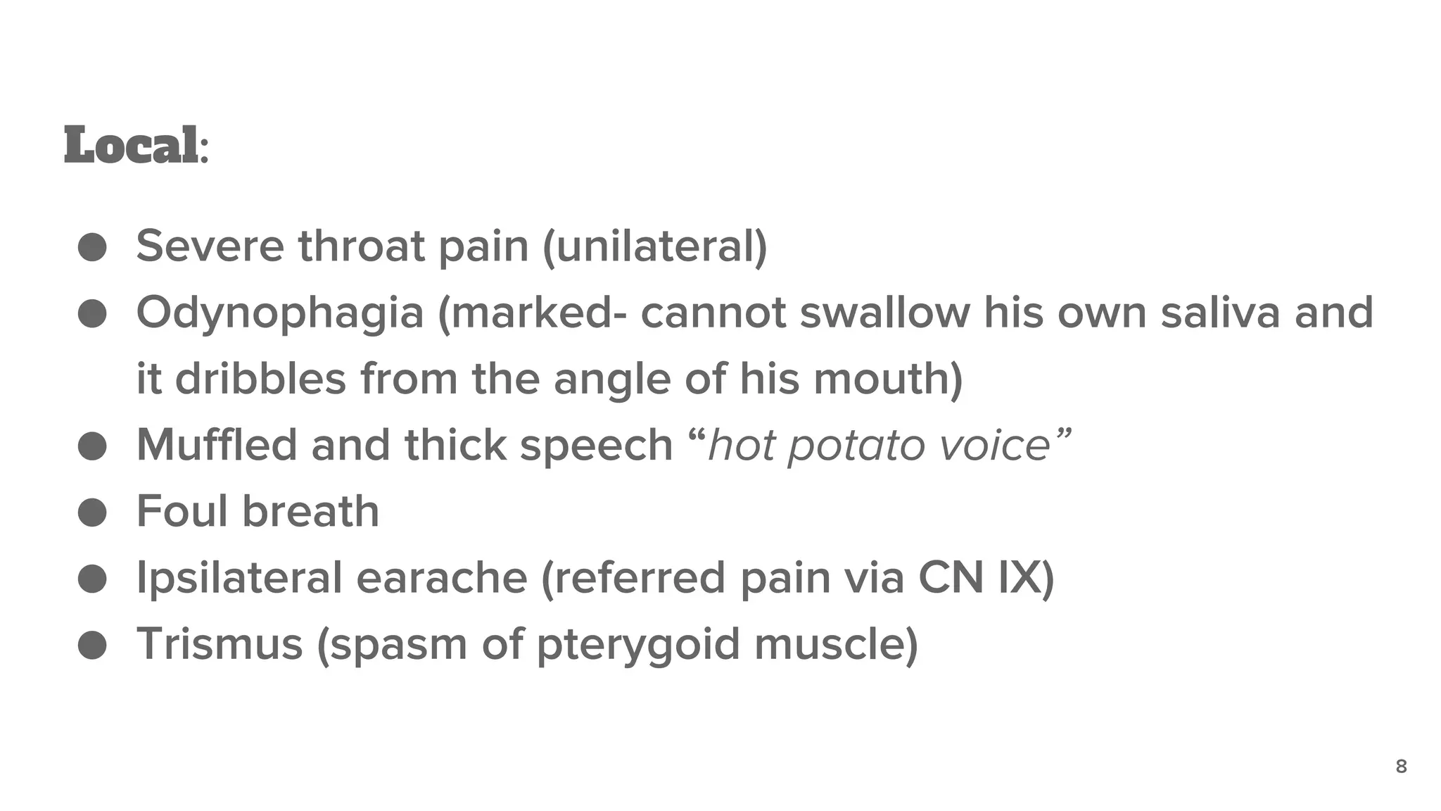 Peritonsillar abscess (quinsy) | PPTX | Ear, Nose and Throat Conditions ...