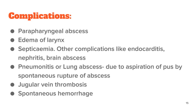 Peritonsillar abscess (quinsy) | PPTX | Ear, Nose and Throat Conditions ...