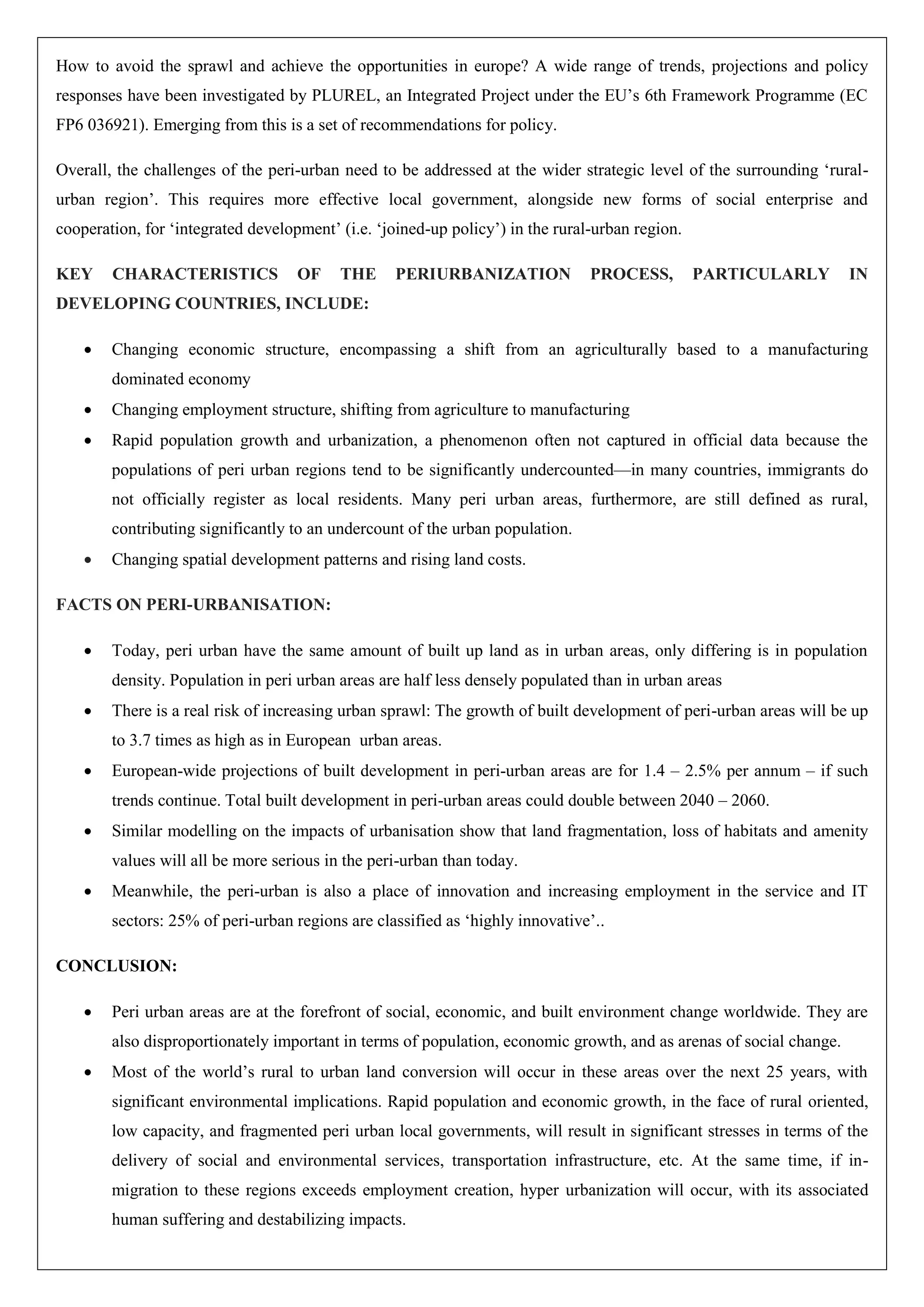 Peri urbanisation | PDF