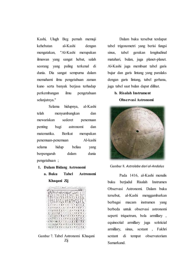 Perjalanan hidup ghiyatthuddin jamshid mas`ud al kasyi (atau al kashi) | PDF