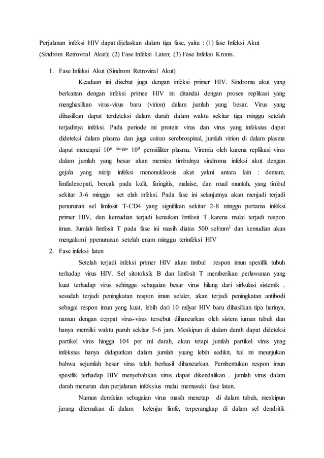 Perjalanan infeksi hiv dapat dijelaskna dalam tiga fase | DOCX