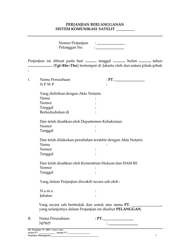 Contoh Perjanjian Berlangganan sistem elektronik Terbaru (Beli ...