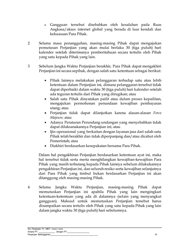 Contoh Perjanjian Berlangganan sistem elektronik Terbaru (Beli ...