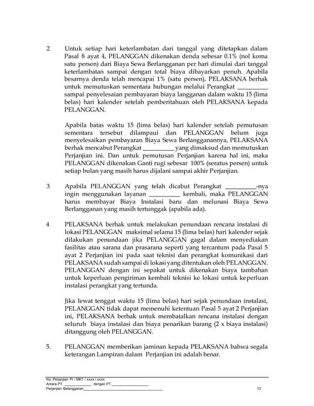 Contoh Perjanjian Berlangganan sistem elektronik Terbaru (Beli ...