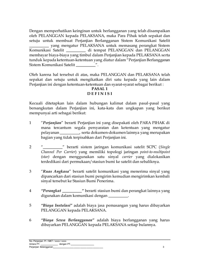 Contoh Perjanjian Berlangganan sistem elektronik Terbaru (Beli ...