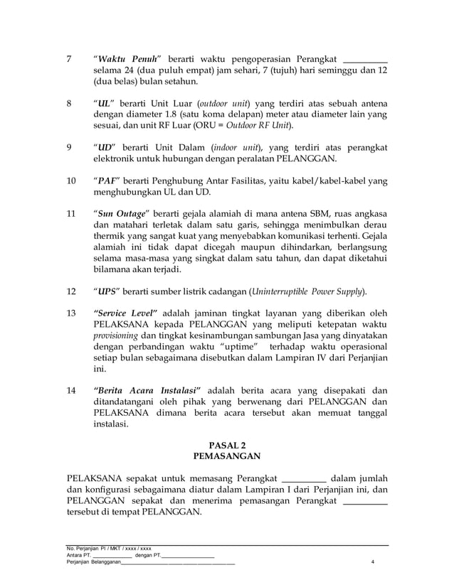 Contoh Perjanjian Berlangganan sistem elektronik Terbaru (Beli ...