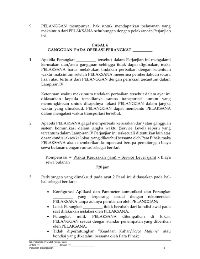Contoh Perjanjian Berlangganan sistem elektronik Terbaru (Beli ...