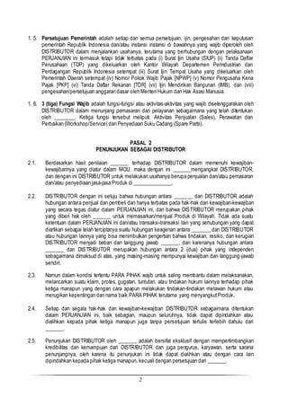 Perjanjian distributorship clean draft | DOCX