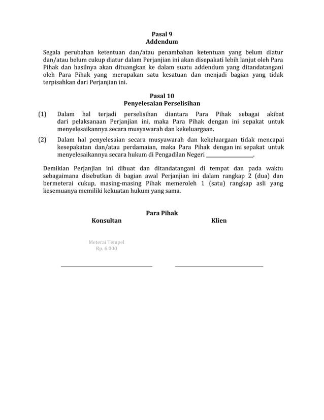 Perjanjian jasa konsultansi | PDF