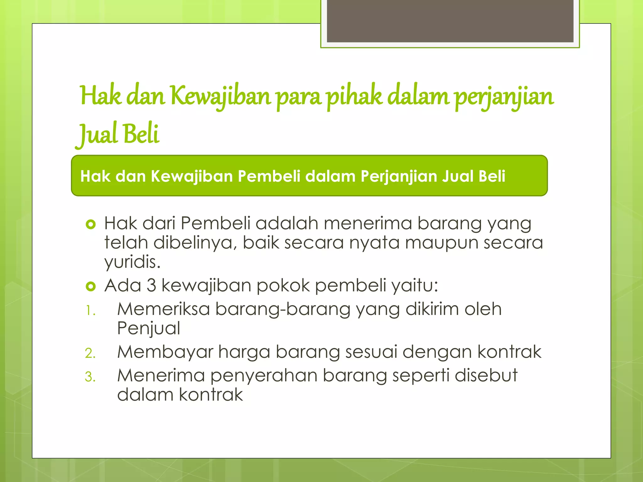 Perjanjian Jual Beli | PPTX