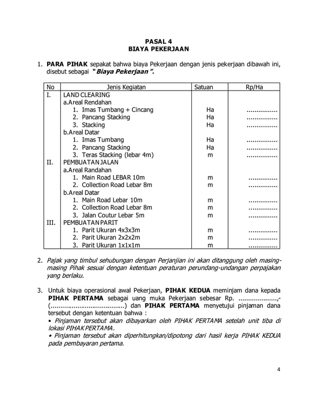 Contoh Perjanjian Kerja Land Clearing Terbaru (Beli Perjanjian, Hub ...