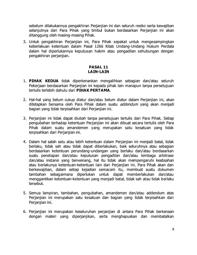 Contoh Perjanjian Kerja Land Clearing Terbaru (Beli Perjanjian, Hub ...