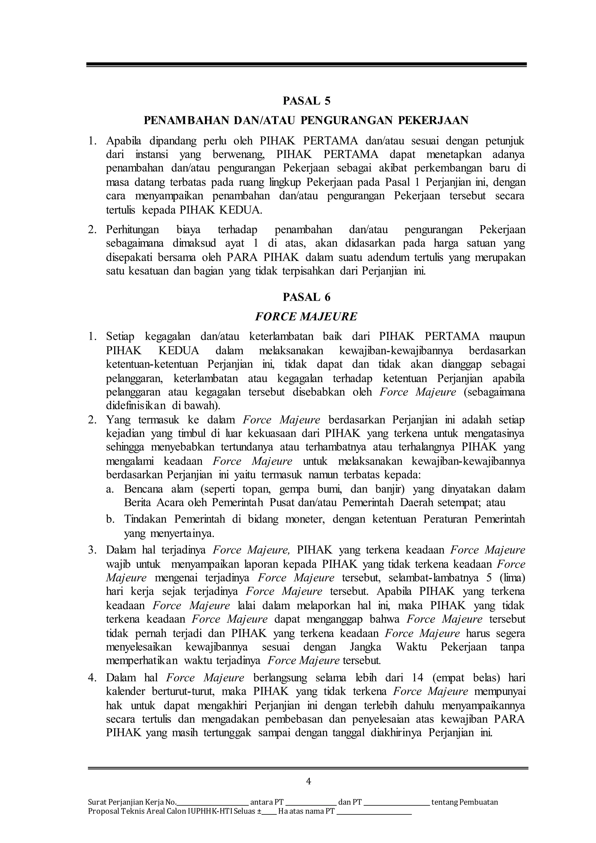 Contoh Perjanjian Kerja Pembuatan Proposal Teknis Terbaru (Beli ...