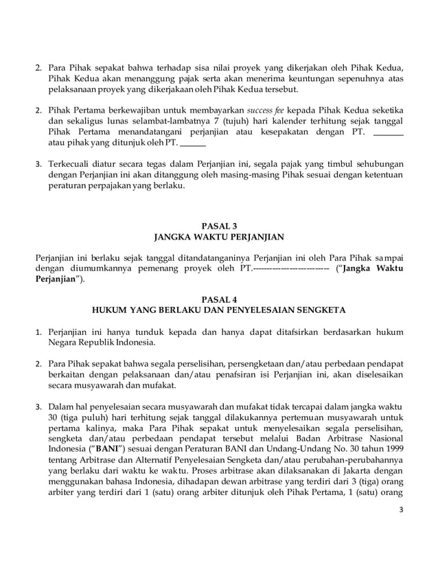 Perjanjian kerjasama broker tender draft clean | DOC