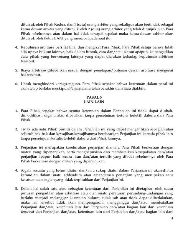 Perjanjian kerjasama broker tender draft clean | DOC