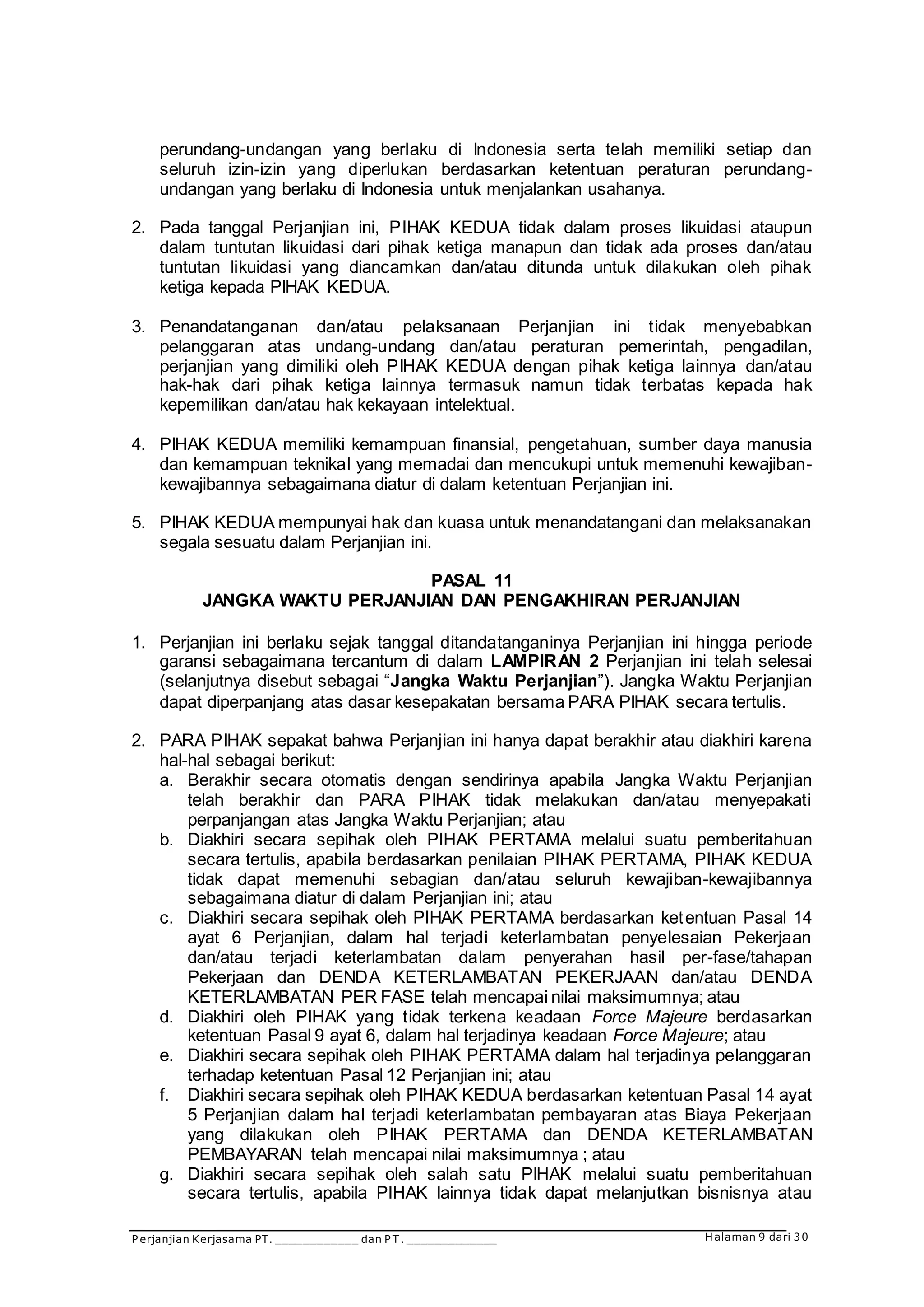 Contoh Perjanjian Kerjasama Implementasi Care General Insurance System ...