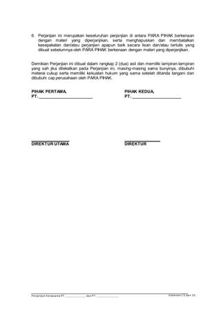 Contoh Perjanjian Kerjasama Implementasi Care General Insurance System ...