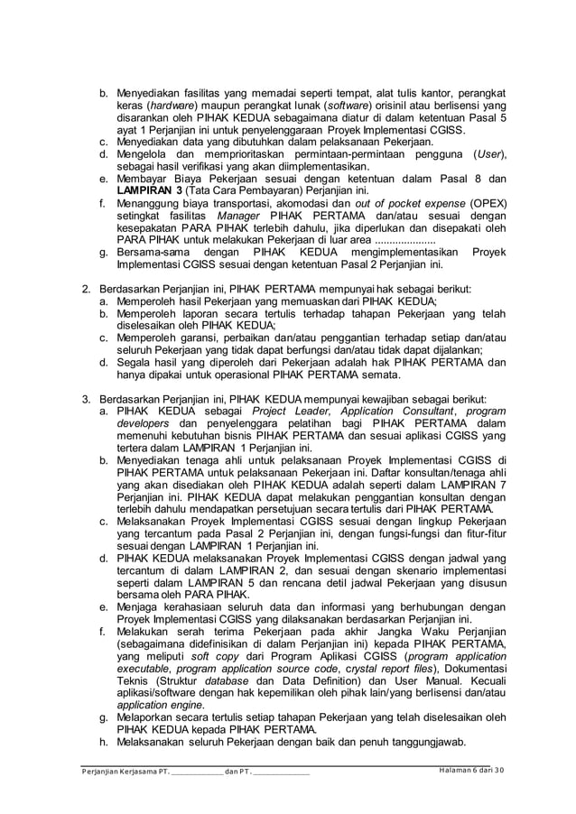 Contoh Perjanjian Kerjasama Implementasi Care General Insurance System ...