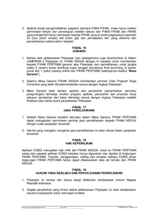 Perjanjian kerjasama implementasi cgiss clean draft | DOCX