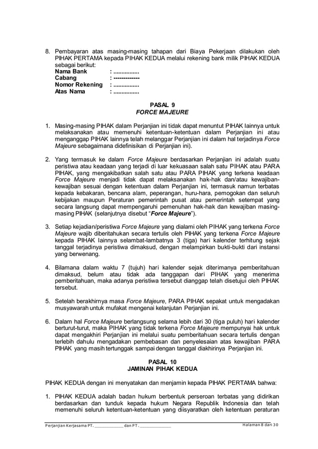 Perjanjian kerjasama implementasi cgiss clean draft | DOCX